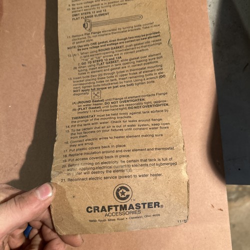 CraftMaster 6900653 Element Kit For Electric Water Heater 4500W, 220-240V | eBay