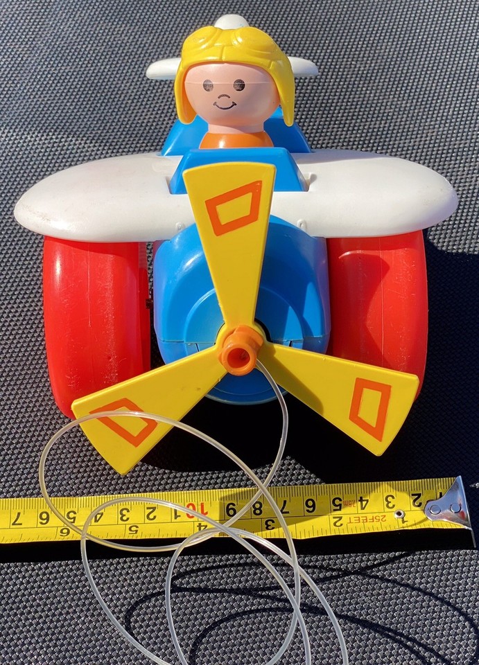 FISHER-PRICE Pull-Along PLANE with PILOT Toy AIRPLANE USA made 1980 ...