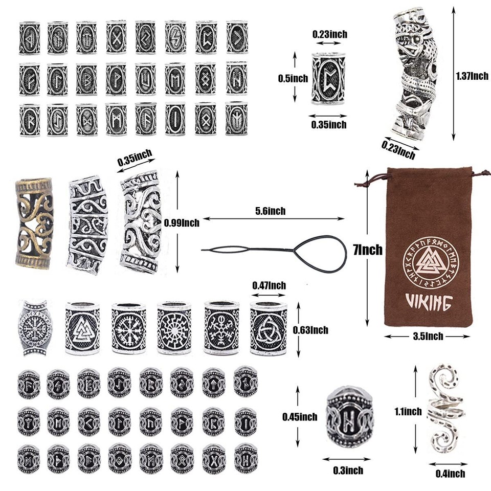 81Pcs Hair Tube Beads Norse Vikings Runes Hair Beard Beads for ...