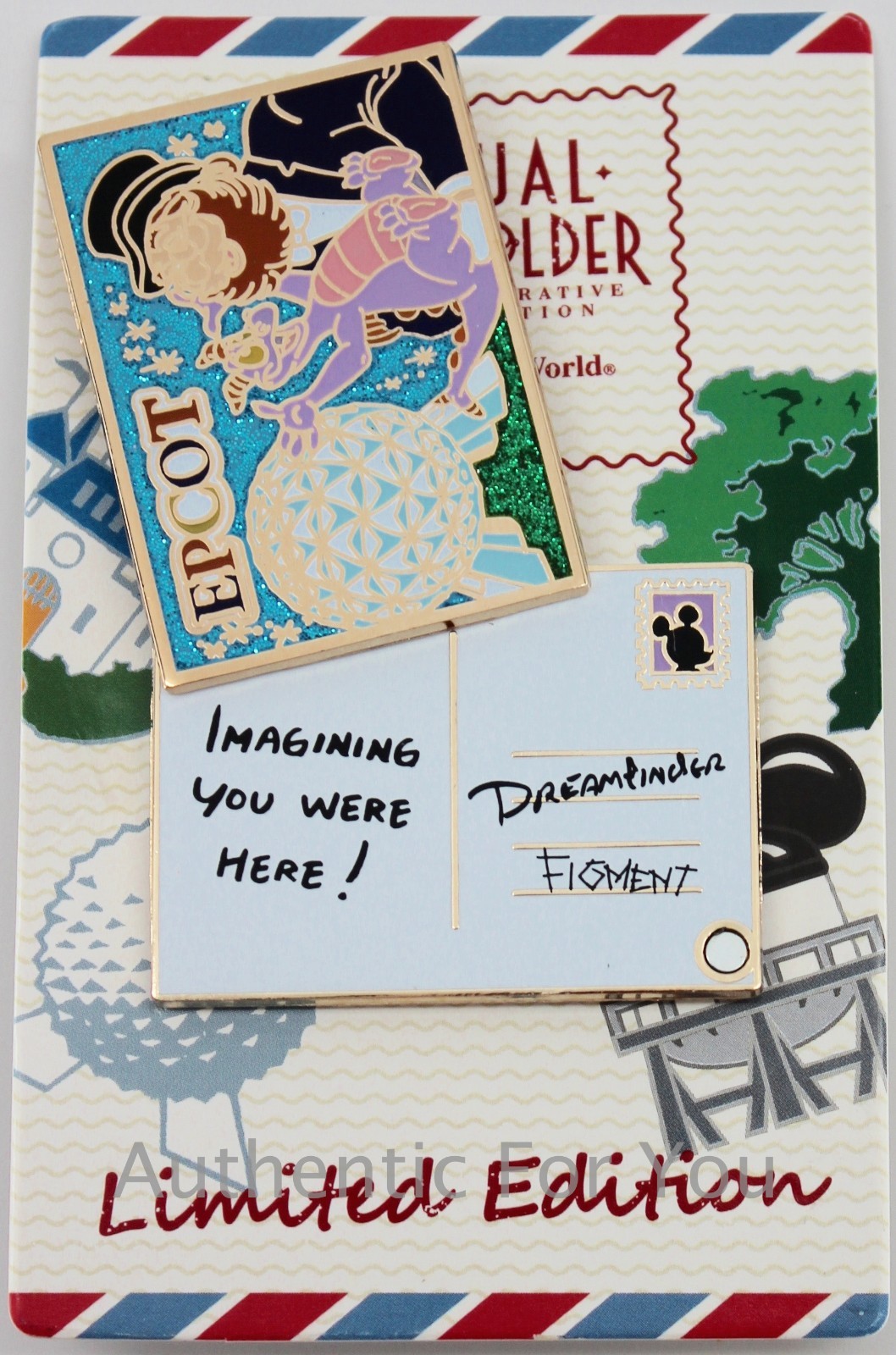 2015 Disney Annual Passholder Pin EPCOT Figment Dreamfinder Postcard LE ...
