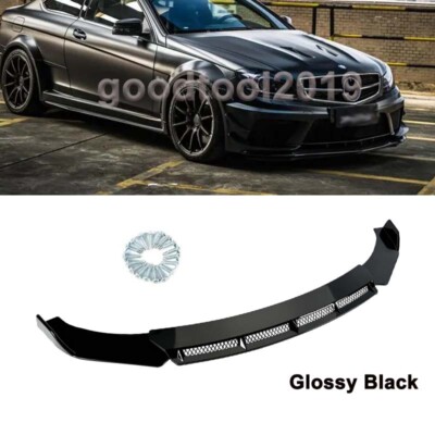 For Benz W204 W205 C43 C200 C300 Gloss Black Front Bumper Lip Splitters ...