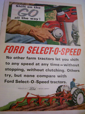 VINTAGE FORD TRACTOR ADVERTISING -FORD SELECT O SPEED TRANS | eBay