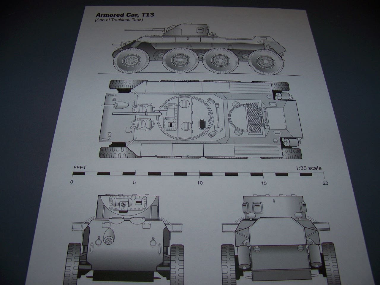 VINTAGE..M3A4 "LEE" TANK & T13 ARMORED CAR.. 4-VIEWS/DETAILS..RARE ...