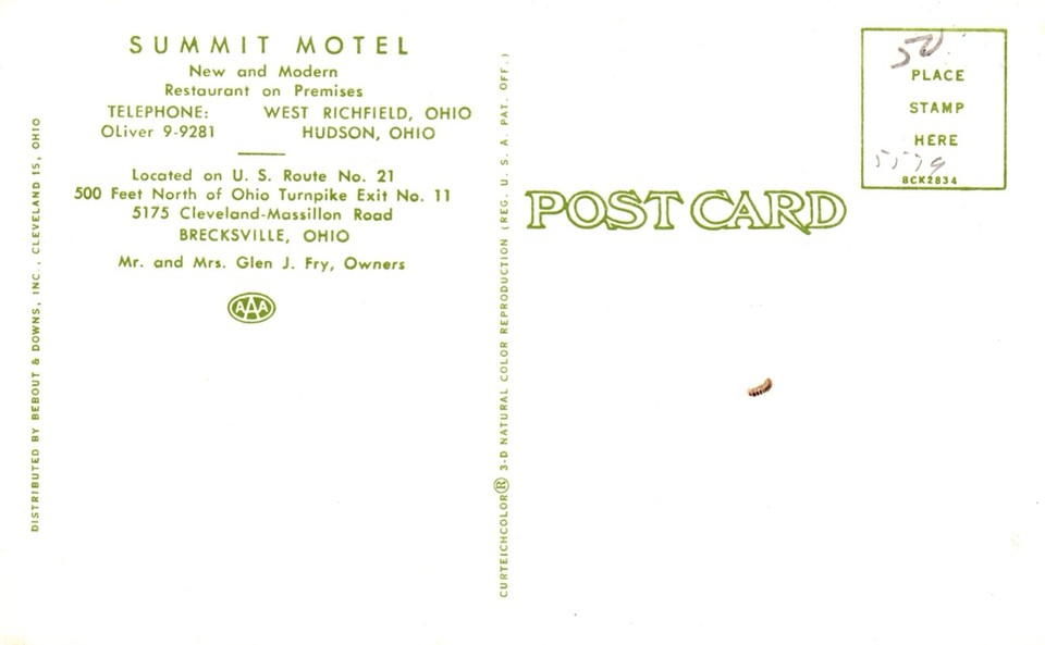 Postcard summit motel Brecksville Ohio | eBay