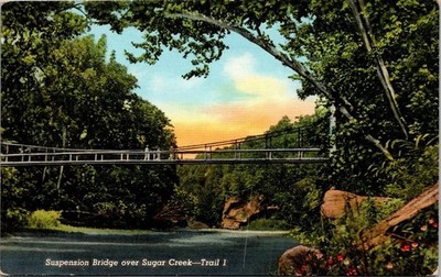 Suspension Bridge over Sugar Creek, Turkey Run State Park, Indiana ...