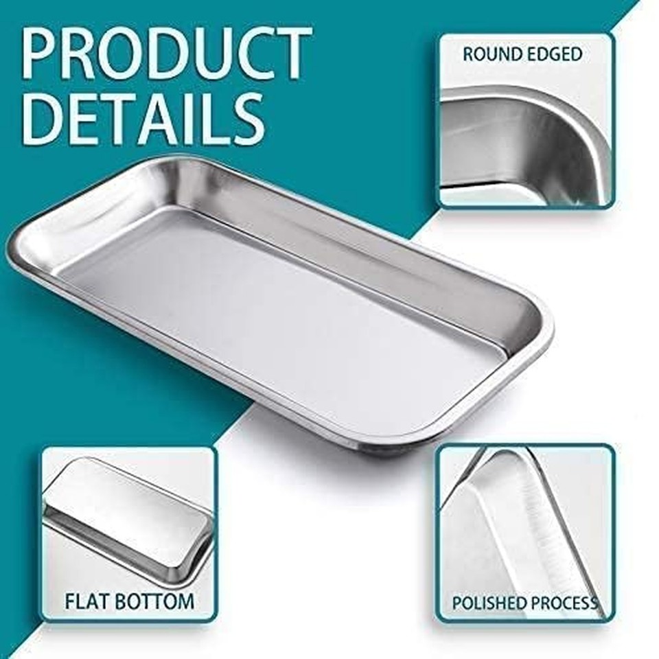 3 Pack Surgical Tray, Stainless Steel Tray for Lab Instrument Supplies ...