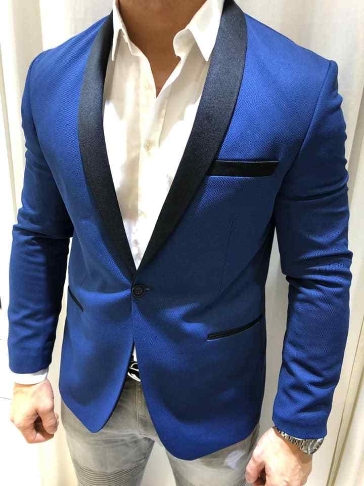 Designer Blue Party Smoking Jacket Blazer Tailored Slim Fit 48 | eBay
