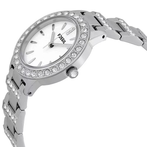 Fossil Jesse Watch Womens 34mm Gem Set Bezel Silver Tone Bracelet ...