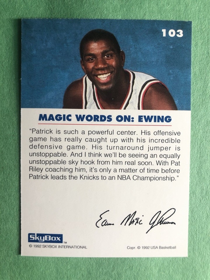 Patrick Ewing 1992 SkyBox USA Basketball Magic On Ewing #103 | eBay