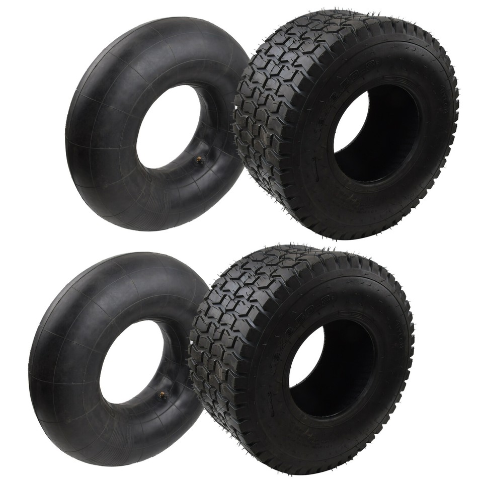 2x Tyre 18x8.50-8 / 2x Inner Tube Ride On Lawn Mower 4 Ply Grass Safe ...