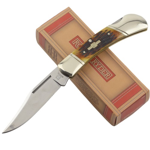 Rough Rider Jigged Bone Handles Lockback Pocket Knife RR193 Clip Point ...