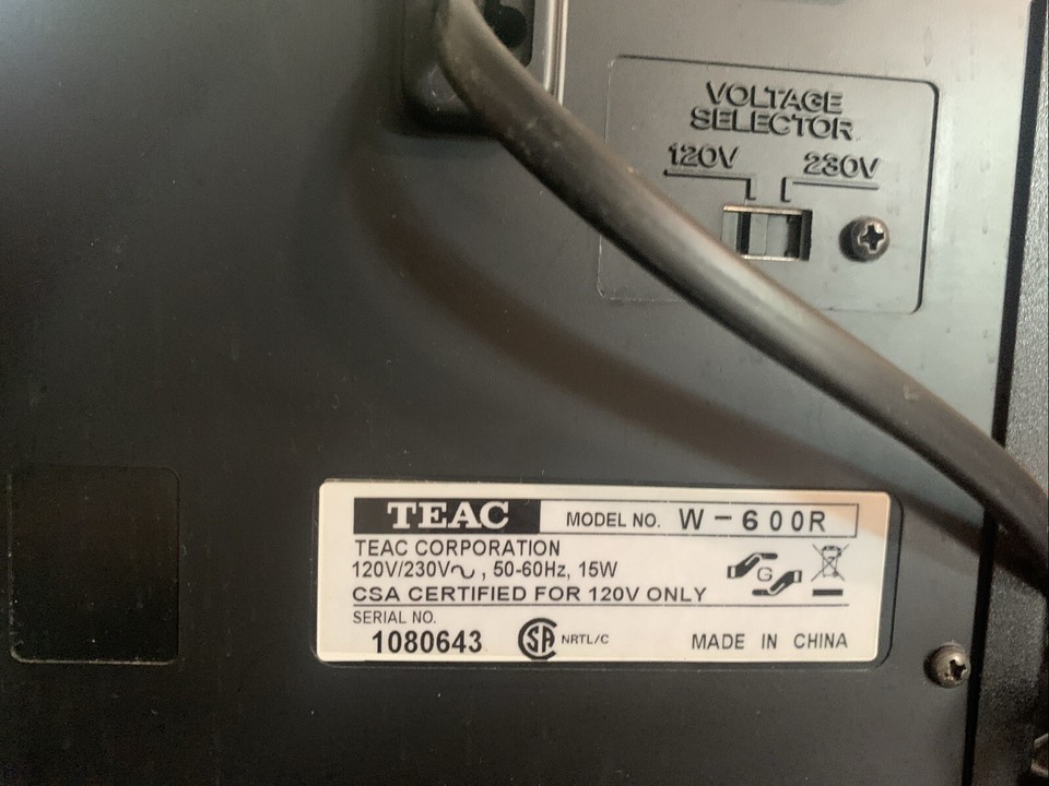 TEAC W-600R Stereo Dual Deck Cassette Player Auto Reverse with RCA ...