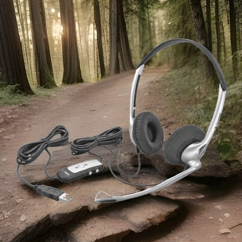 USB Stereo Headset w/Microphone & Inline Volume Control Gigaware 43-122 ...