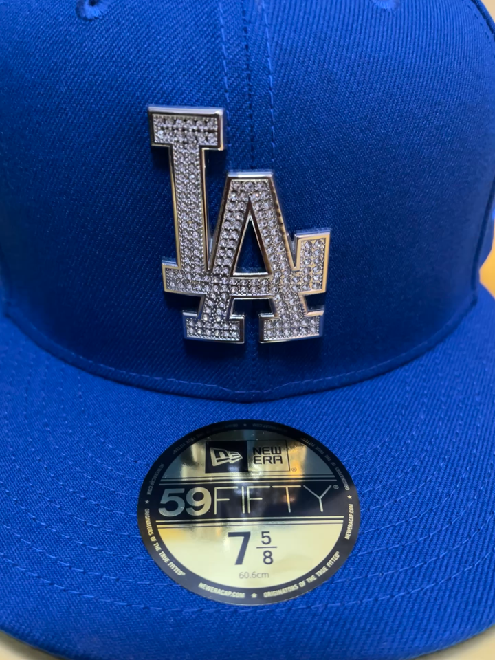 Los Angeles Dodgers Metal Logo w/ Clear Rhinestone New Era 59fifty ...