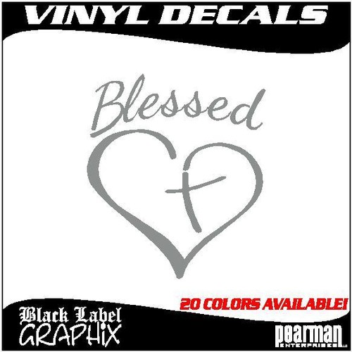 Blessed Heart Cross Christ Pray Church Car Truck Window Vinyl Decal ...