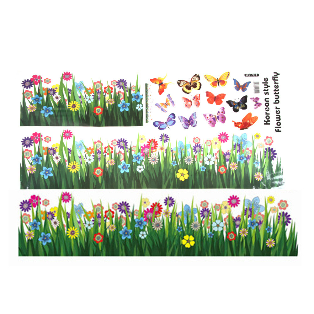 Butterfly Grass Flower Stickers Removable Diy Vinyl Quote Wall Sticker ...