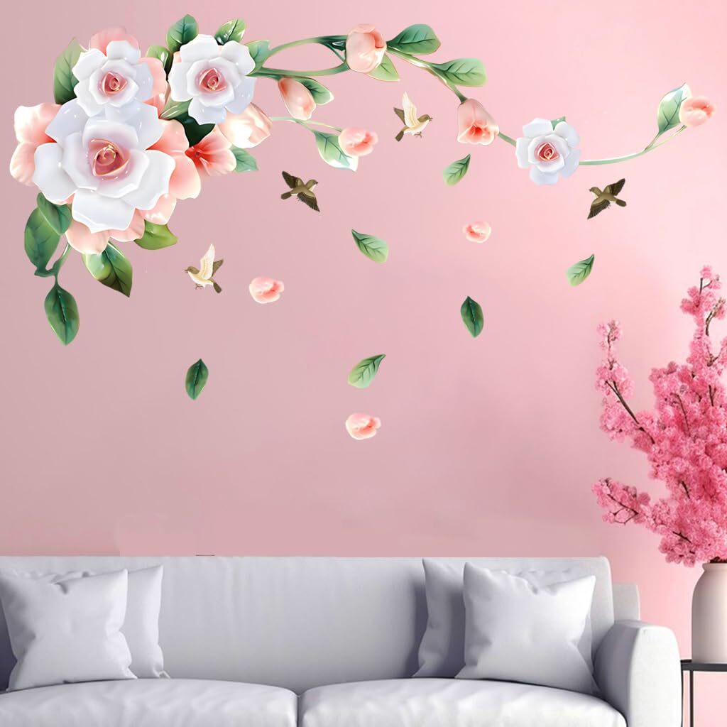 Calcomanías De Pared Con Puntos Rosas Pegatina De Pared De Rosas