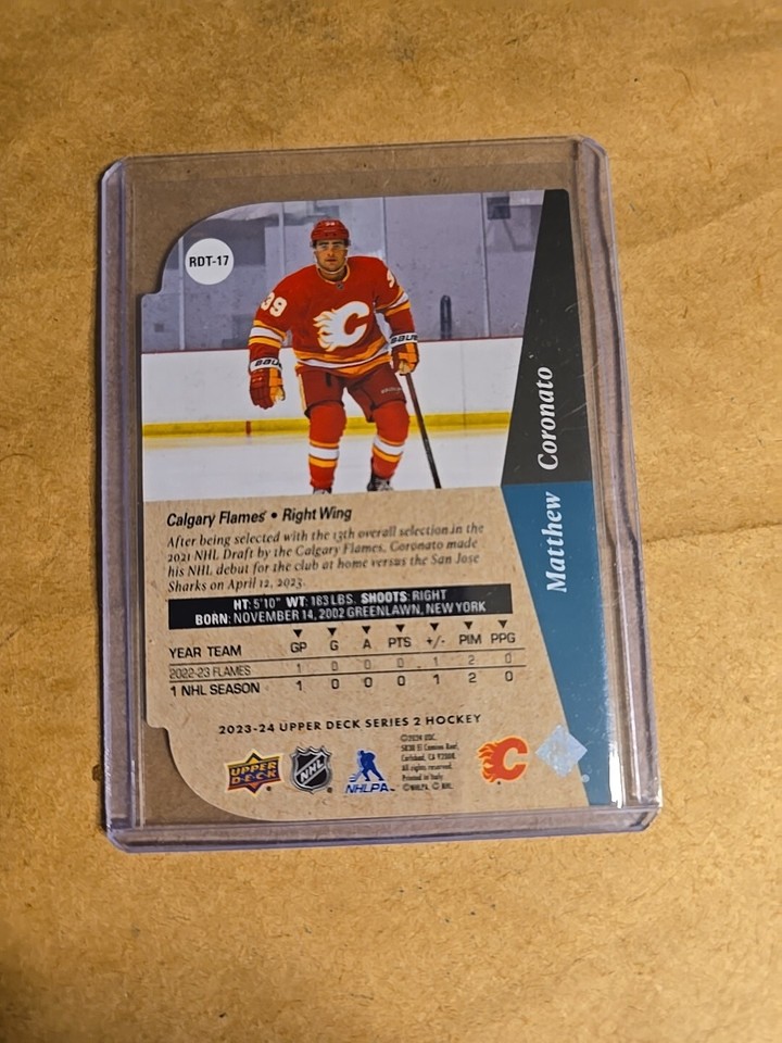 Matthew Coronato 2023-24 Upper Deck Series 2 Rookie - RC Die-Cut RDT-17 ...