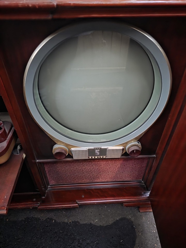 Rare Zenith Antique Art-Deco 1949 Television Set (Round Screen)& Record ...