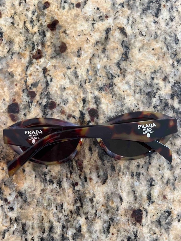 PRADA Oval Sunglasses Tortoise Shell Plastic Frame Brown Lens Women ...