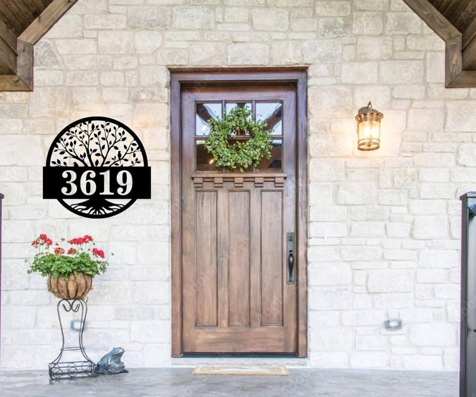 Custom Monogram Metal Address Sign – Outdoor House Number Plaque | eBay UK