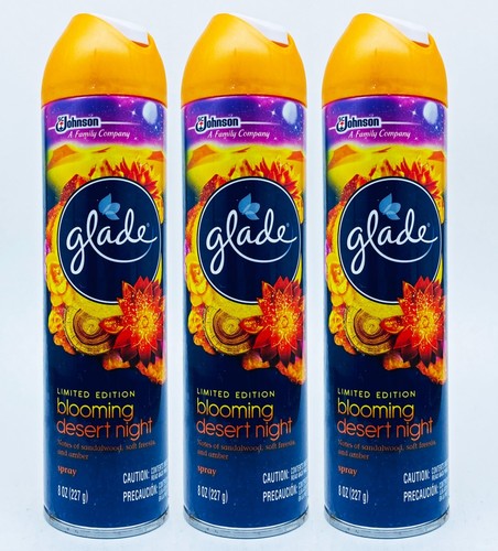 3 Glade BLOOMING DESERT NIGHT Air Freshener Room Spray 8 oz Eliminate ...