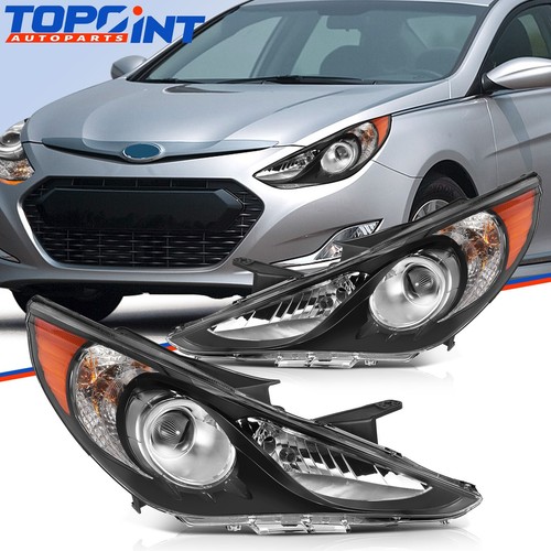 Pair Headlights Assembly For Hyundai Sonata 2.0L 2.4L 2011-2014 Black ...