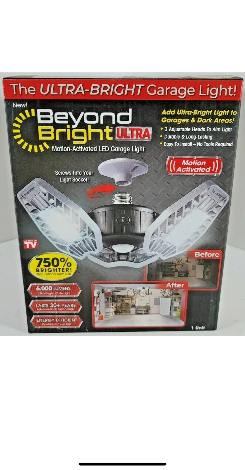 Beyond Bright Ultra-Bright Motion Activated LED Garage Light - Black ...