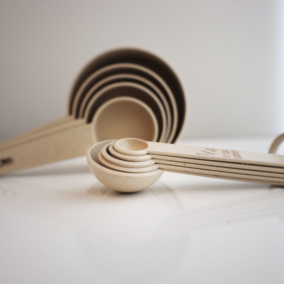 Beille 10 Piece Kitchen Measuring Cups Spoons Cooking Baking Set Wheat ...