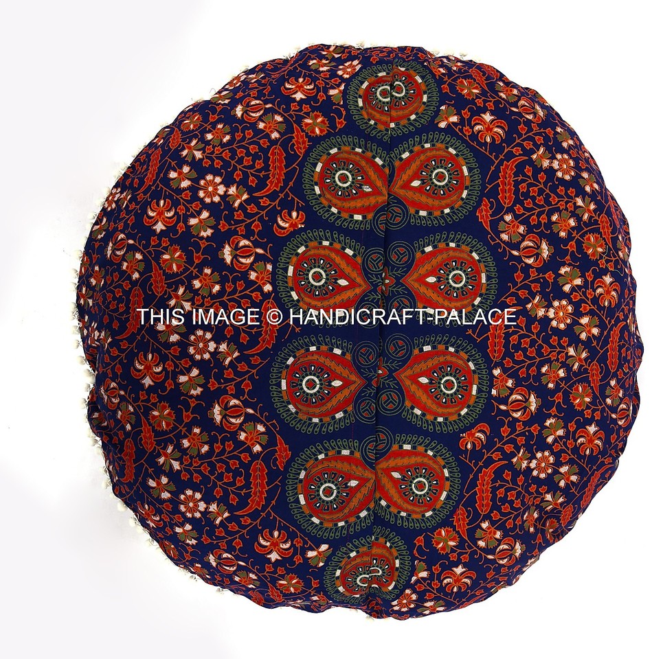 2 PC Mandala Art Large Floor Pillows Round Meditation Cushion Cover ...