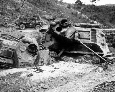 Red Korean Tanks destroyed after Napalm Bomb Damage 8"x 10" Korean War ...