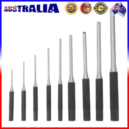 au- 9pcs Multi Size Round Head Pins Set Punch Steel Grip Roll Pins ...