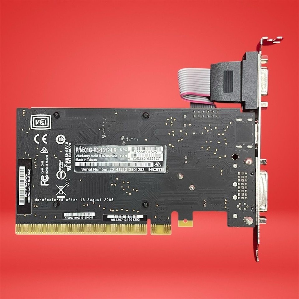 EVGA NVIDIA GeForce 210 1GB DDR3 PCIe Graphics Card DVI HDMI VGA 01G-P3 ...