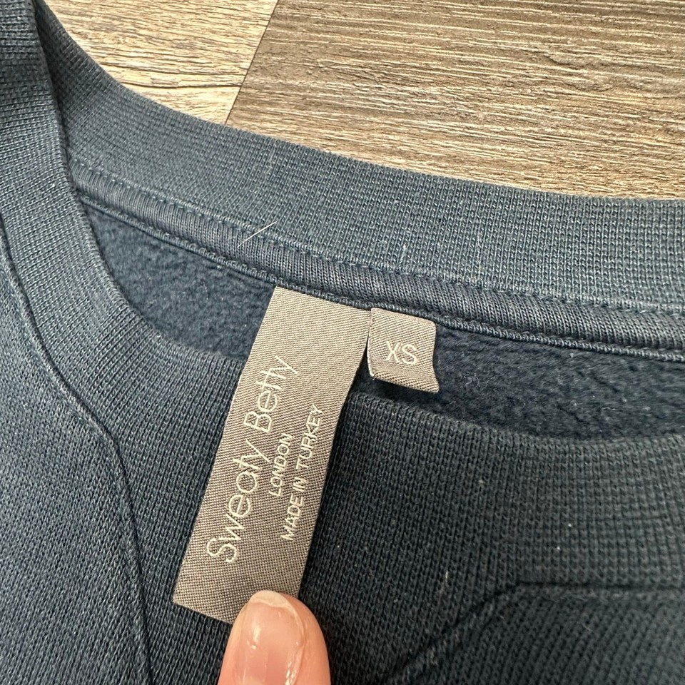 Sweaty Betty Teal Gray Womens XS Spell Out Crewneck SBLDN Oversized ...