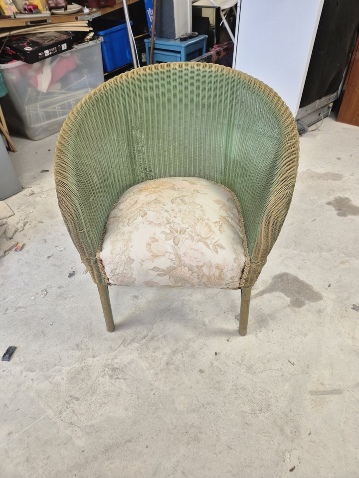 Vintage Lloyd Loom Chair - Green Tub Seat – Woven Armchair Mid Century ...