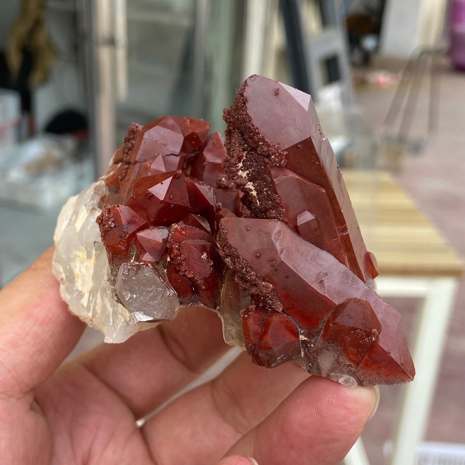 230g Rare Natural Red Quartz Crystal Cluster Mineral Specimen Healing ...