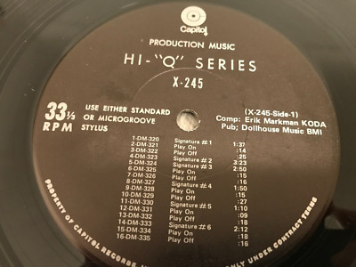 Capitol Hi-"Q" Series Production Music Library LP X-245 X-246 VG++ | eBay