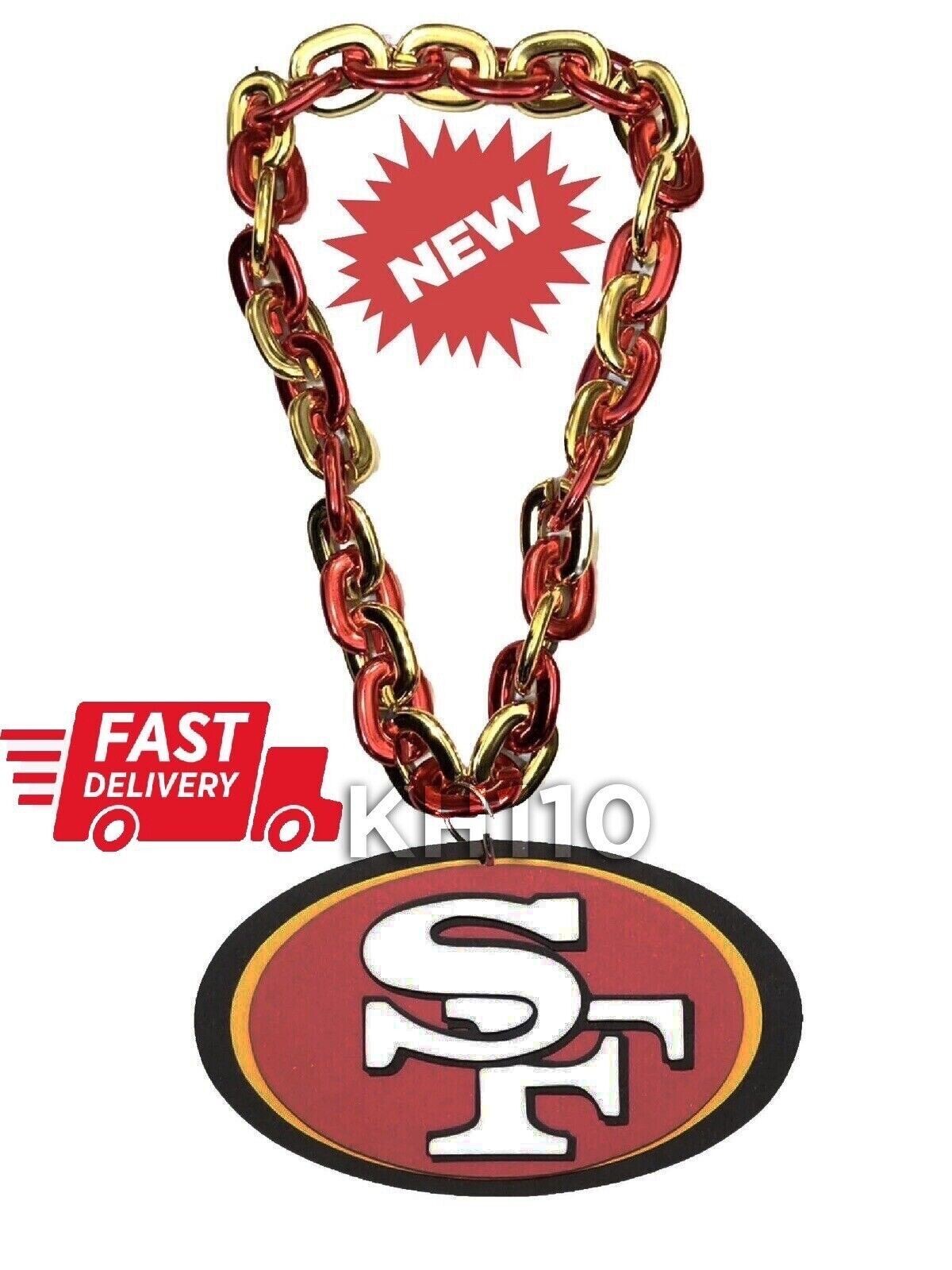 NFL San Francisco 49ers 3D Fan Chain Necklace Foam (Red &Gold Chain ...