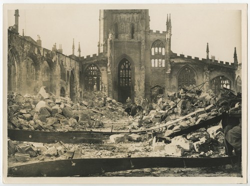 8X10 PHOTO REPRINT WAR HISTORY RUINS/RUBBLE COVENTRY CATHEDRAL BOMBING ...