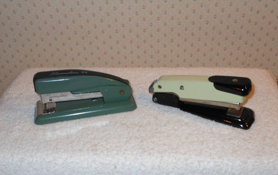 Vintage Swingline 99 Metal Green Desk and Arrow M25 Tan w/Black Trim ...