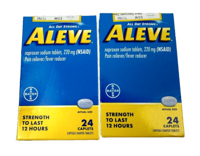 (2) Boxes of 24: Aleve Pain/Fever Reducer Naproxen Sodium Tabs Exp. 2/ ...