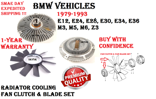 BMW E30 E36 E34 E28 E24 E12 Z3 M3 M5 M6 Radiator Cooling Fan Clutch & Blade SET | eBay