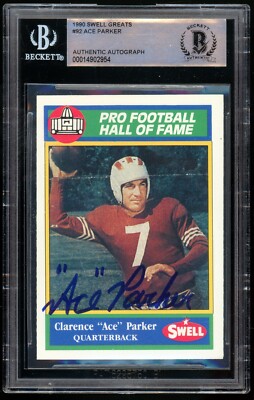 CLARENCE ACE PARKER 1990 Swell Greats #92 BGS/BAS Certified Authentic ...