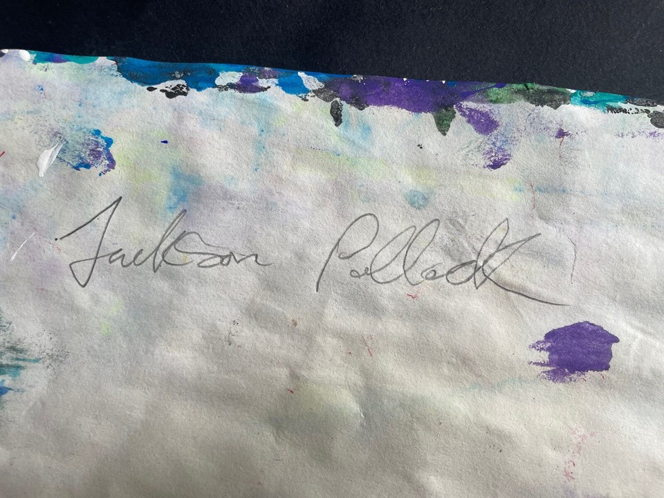 Jackson Pollock Original Hand Painted Abstract Expressionist Blue ...