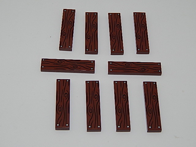 Lego Lot of 10 Reddish Brown Tile 1 x 4 with Wood Grain and 4 Nails ...