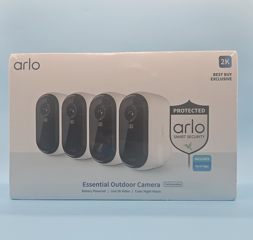 NEW Arlo Essential 4-Camera Outdoor Wireless 2K Security Cameras 2nd ...