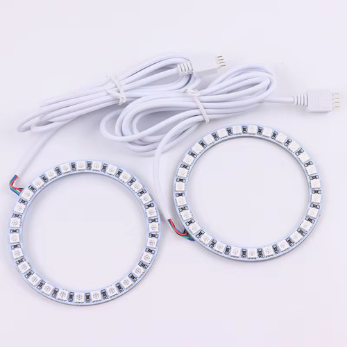 Color: Lavender - Excellent 2pc Rings Angel Eye car Headlight RGB 60/70 ...