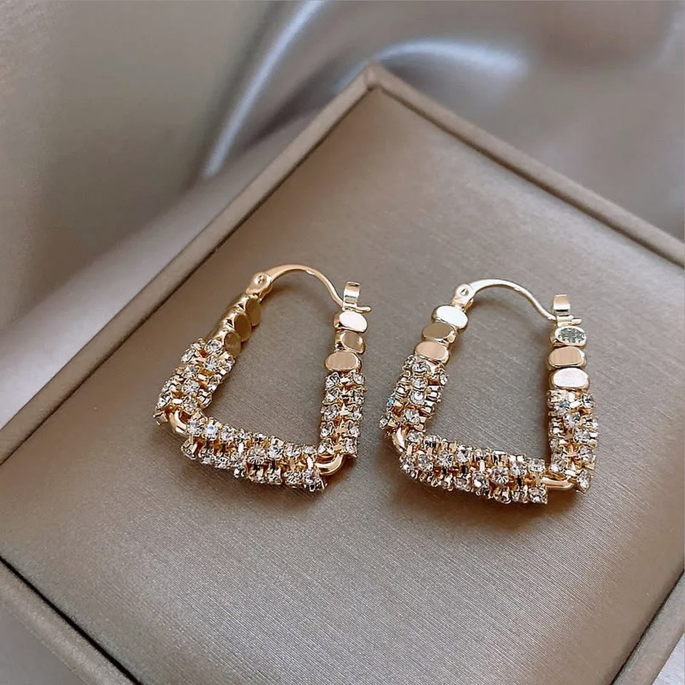Taoya Geometric Zircon Drop Earrings – Copper Alloy, Gold or Silver | eBay
