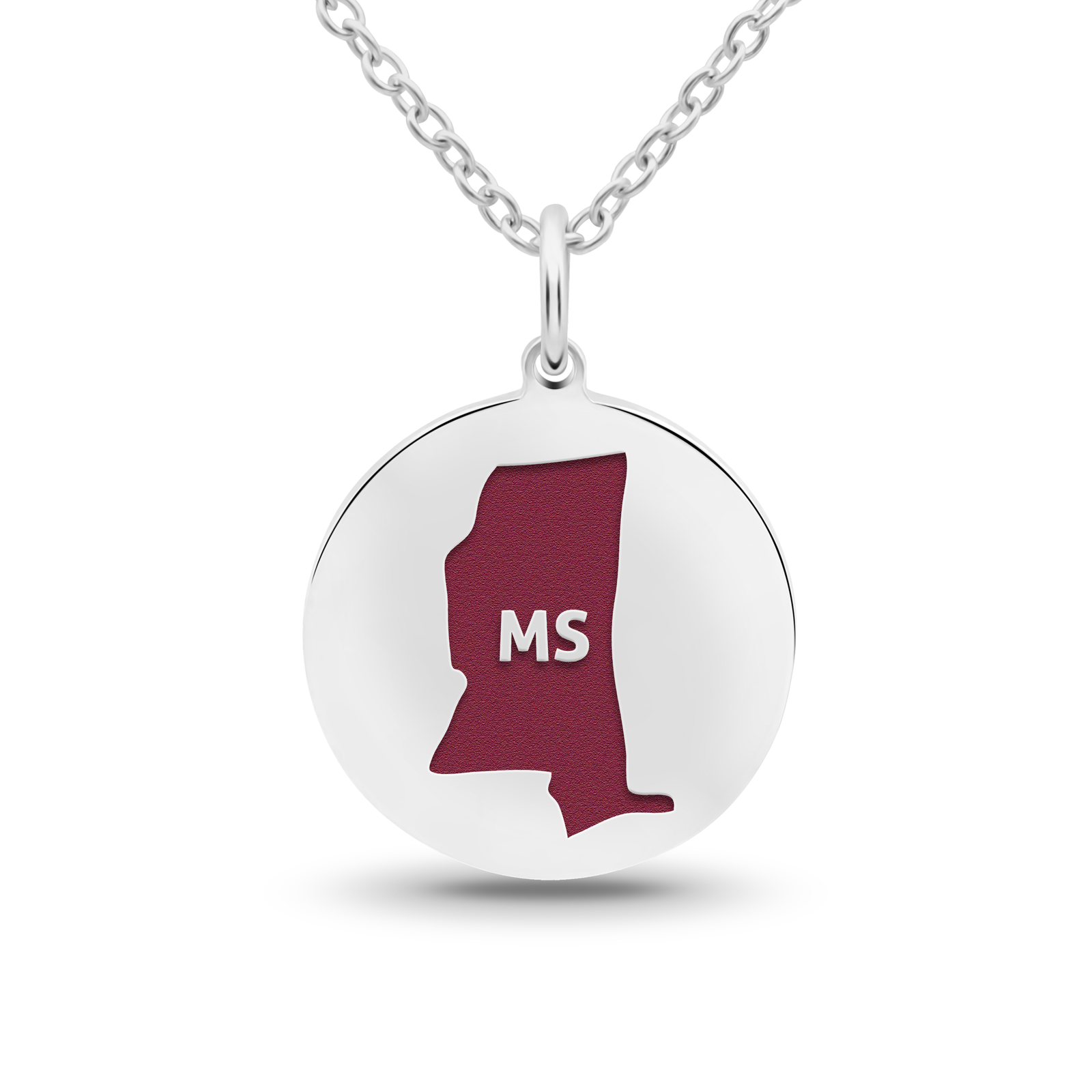 Tokemoti 925 Sterling Silver Mississippi State Map Red Enamel Pendant ...