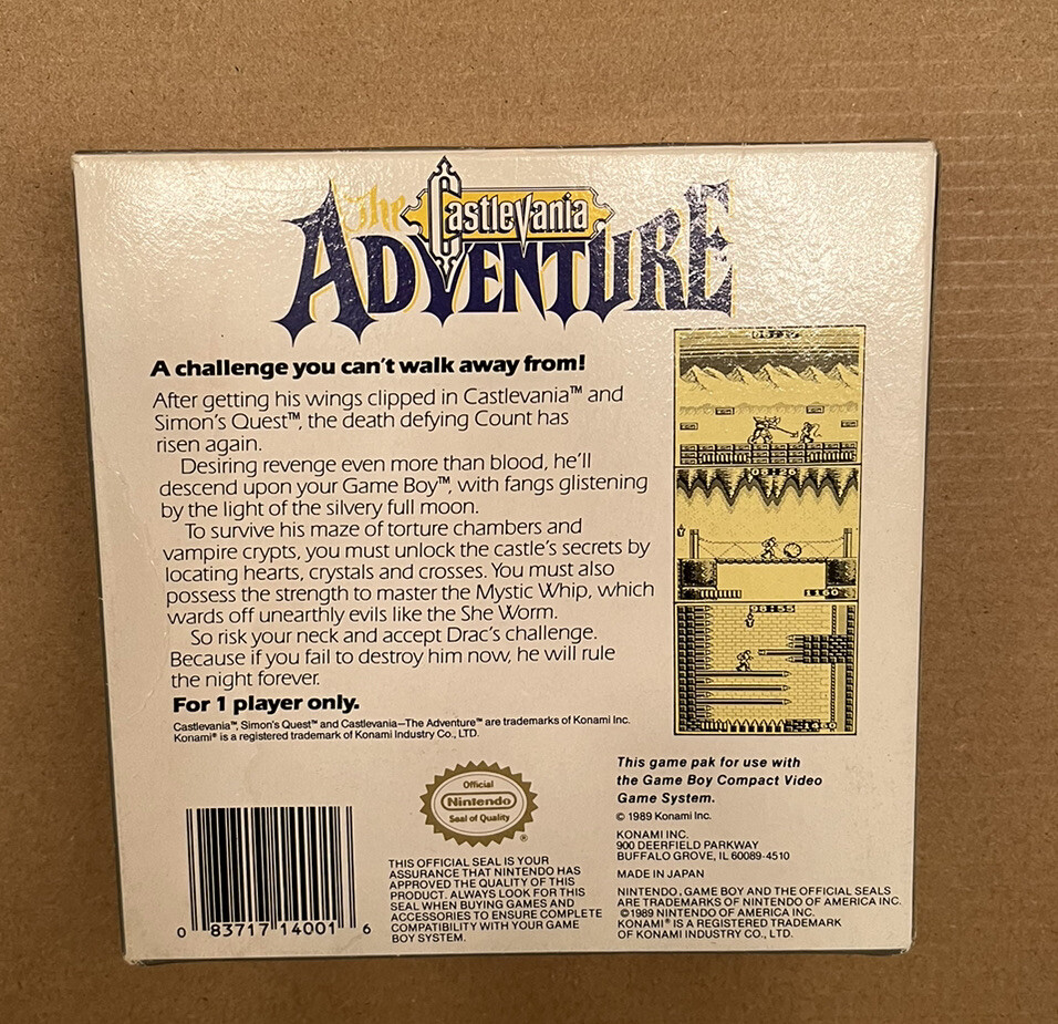 Castlevania Adventure (Nintendo Game Boy, 1989) Complete | eBay